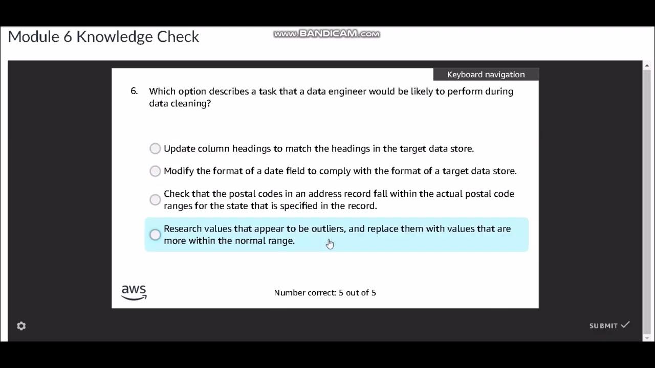 AWS Academy Data Engineering Module 6 Knowledge Check Answers - YouTube