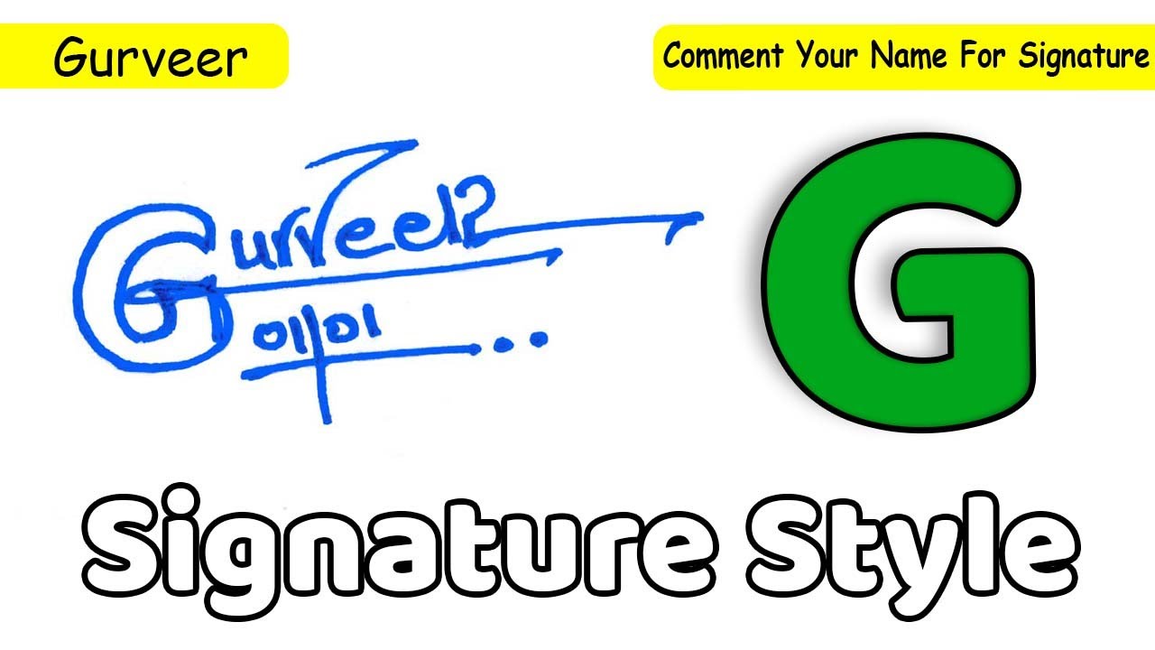 G letter signature style | Signature style of my name G | Gurveer Name ...