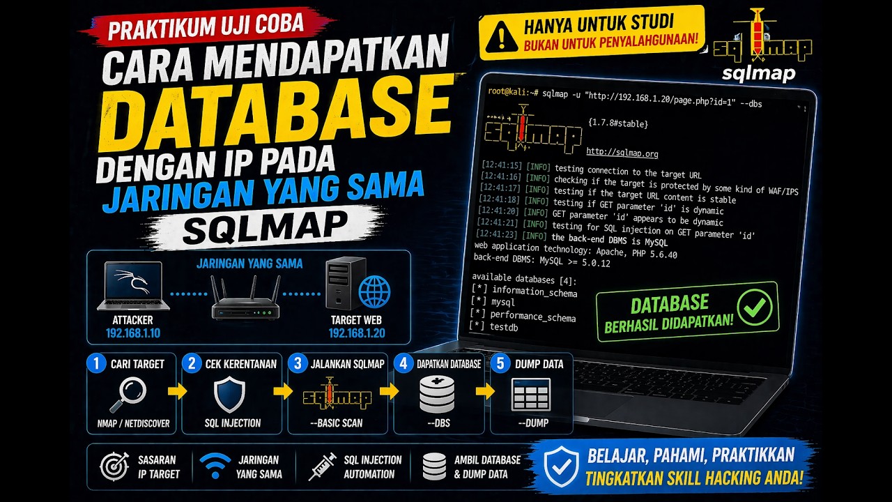 Cara Mendapatkan Database Dengan IP pada jaringan yang sama | SQLMAP ...