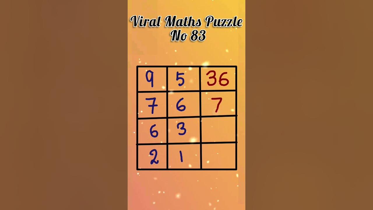 Viral Maths Puzzle No 83 #driveyourlogic #logicalmathspuzzle - YouTube