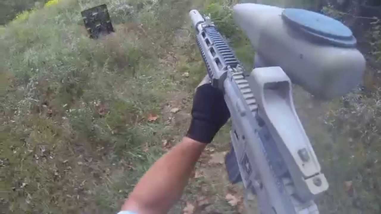 Woodsball paintball match using Project Salvo - YouTube