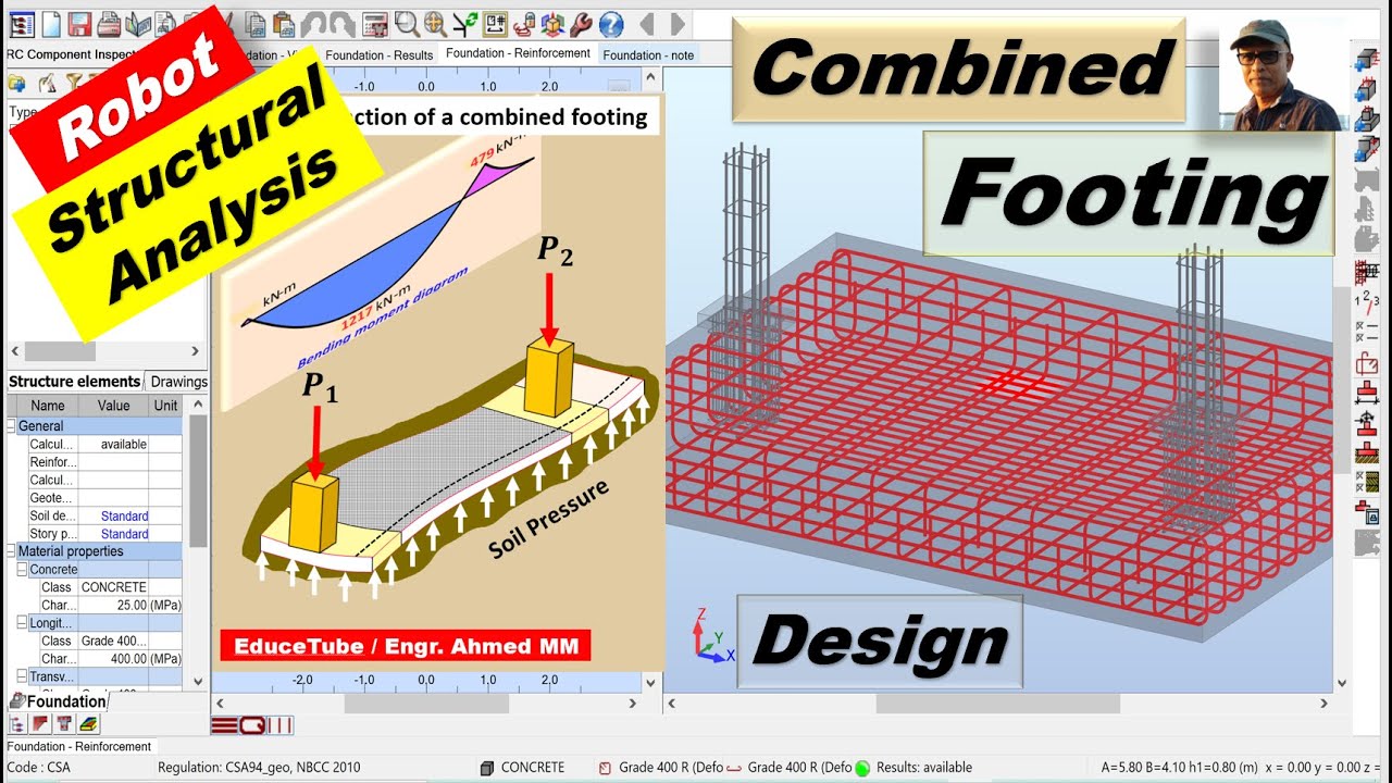 Combined Footing Design by Robot Structural Analysis Professional 2021 ...