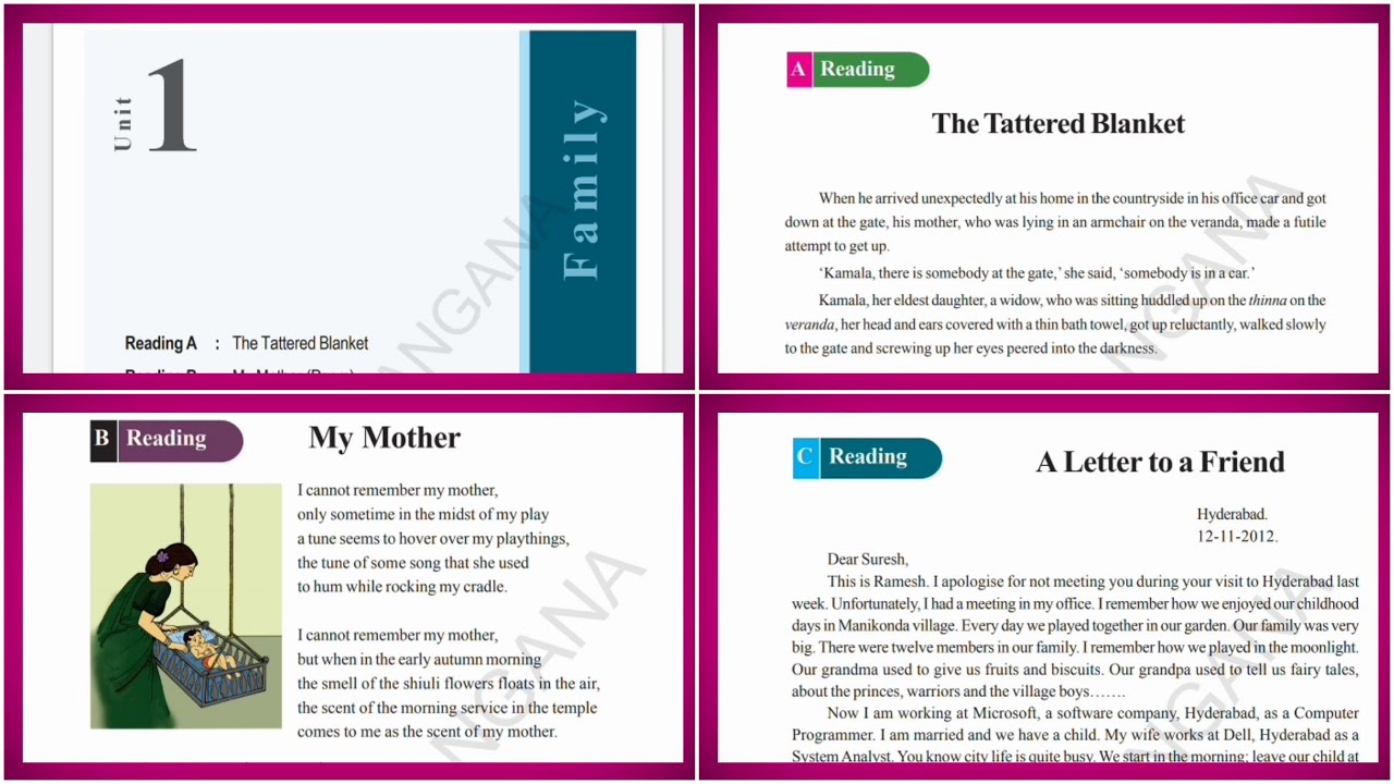 8th class english 1st unit reading A, reading B, reading C, ll English ...