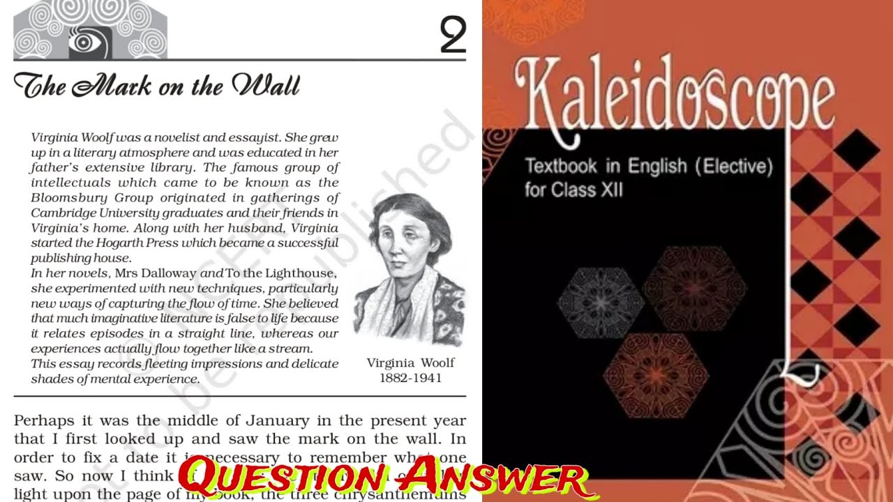 2. The Mark on the Wall | Question Answer | Virginia Woolf | Class 12 ...