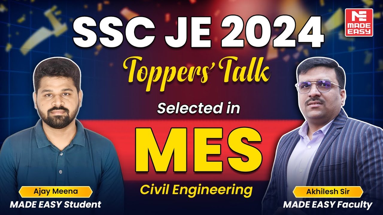 SSC JE 2024 Toppers' Talk | Ajay Meena | Selected in MES | Civil ...