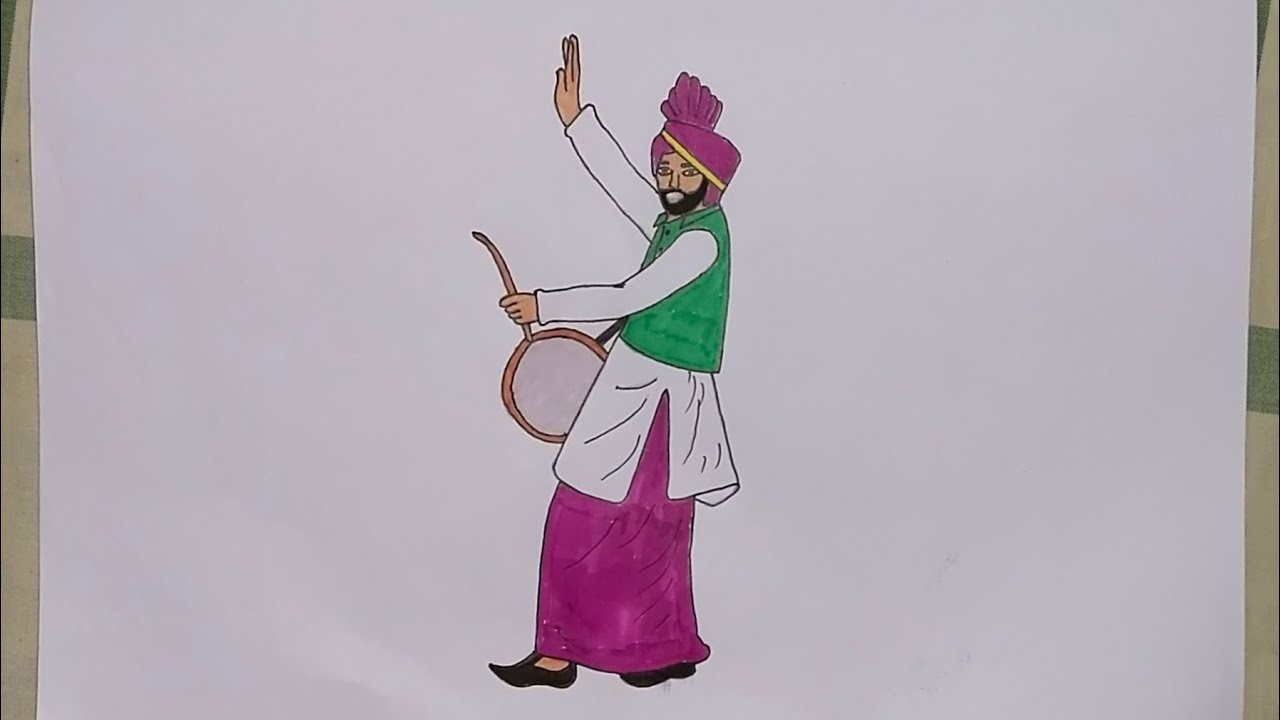 how to draw Bhangra dance easy | Punjabi bhangra dance | #drawing # ...