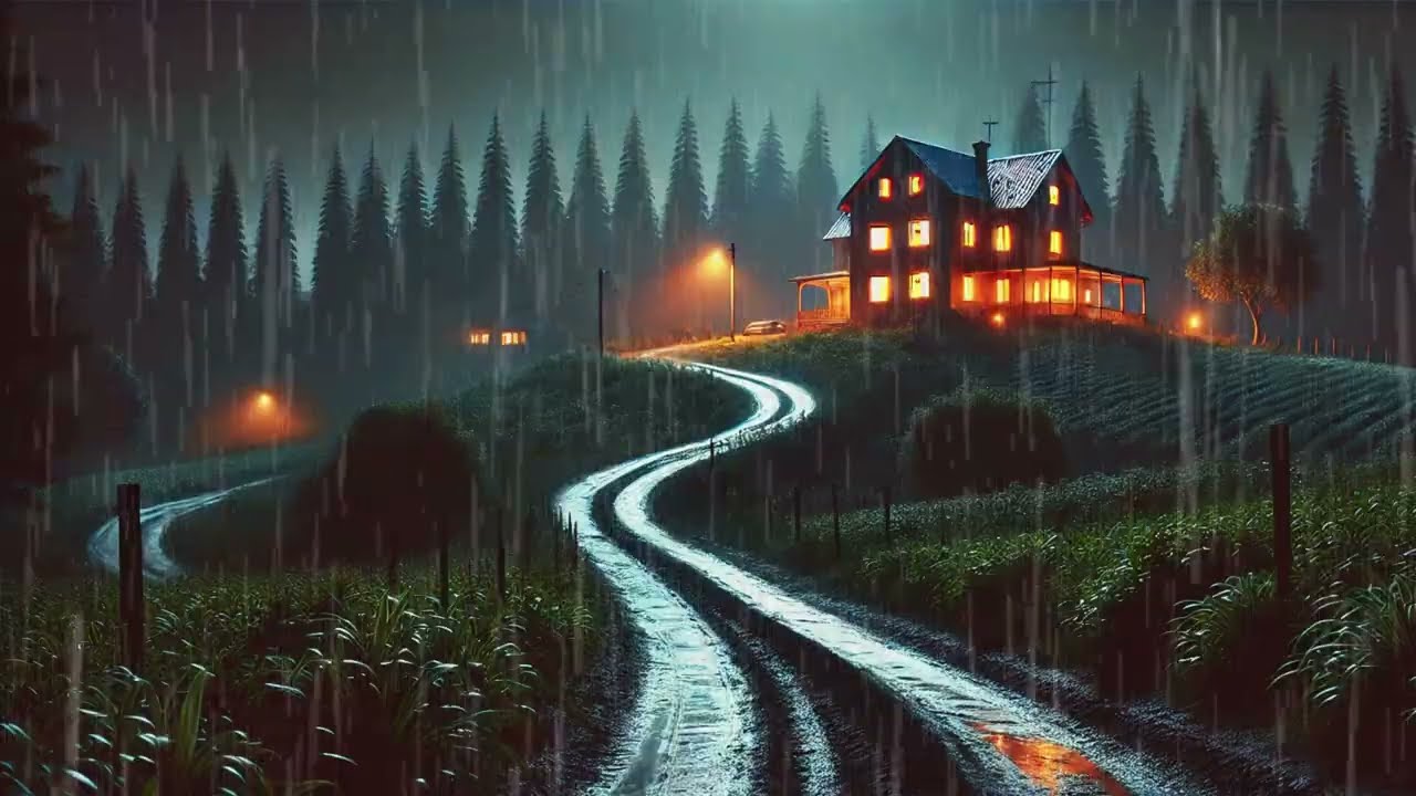 Calm Night Rain in a Mansion with Lights On | Rain Sounds for Deep ...