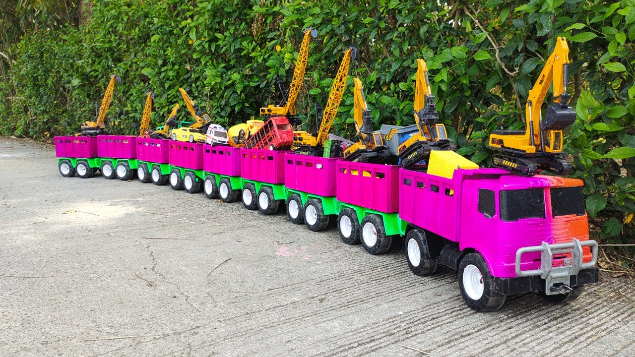Mobil Truk Tronton Panjang Penuh Mobil Mobilan, Truk Molen, Excavator ...