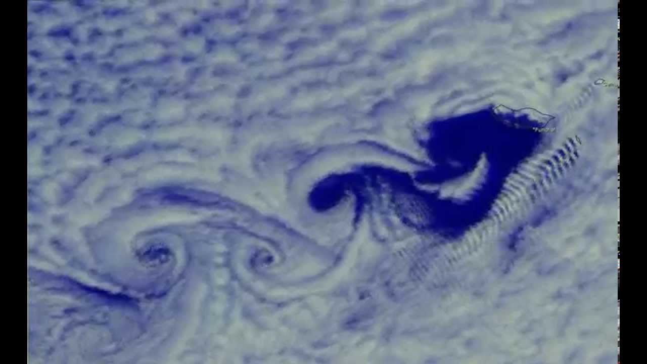 A remarkable von-Kármán cloud vortex street - YouTube