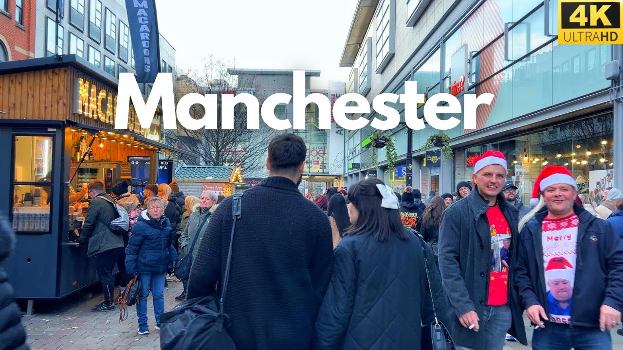 Manchester December walk in the city centre. 4K - YouTube