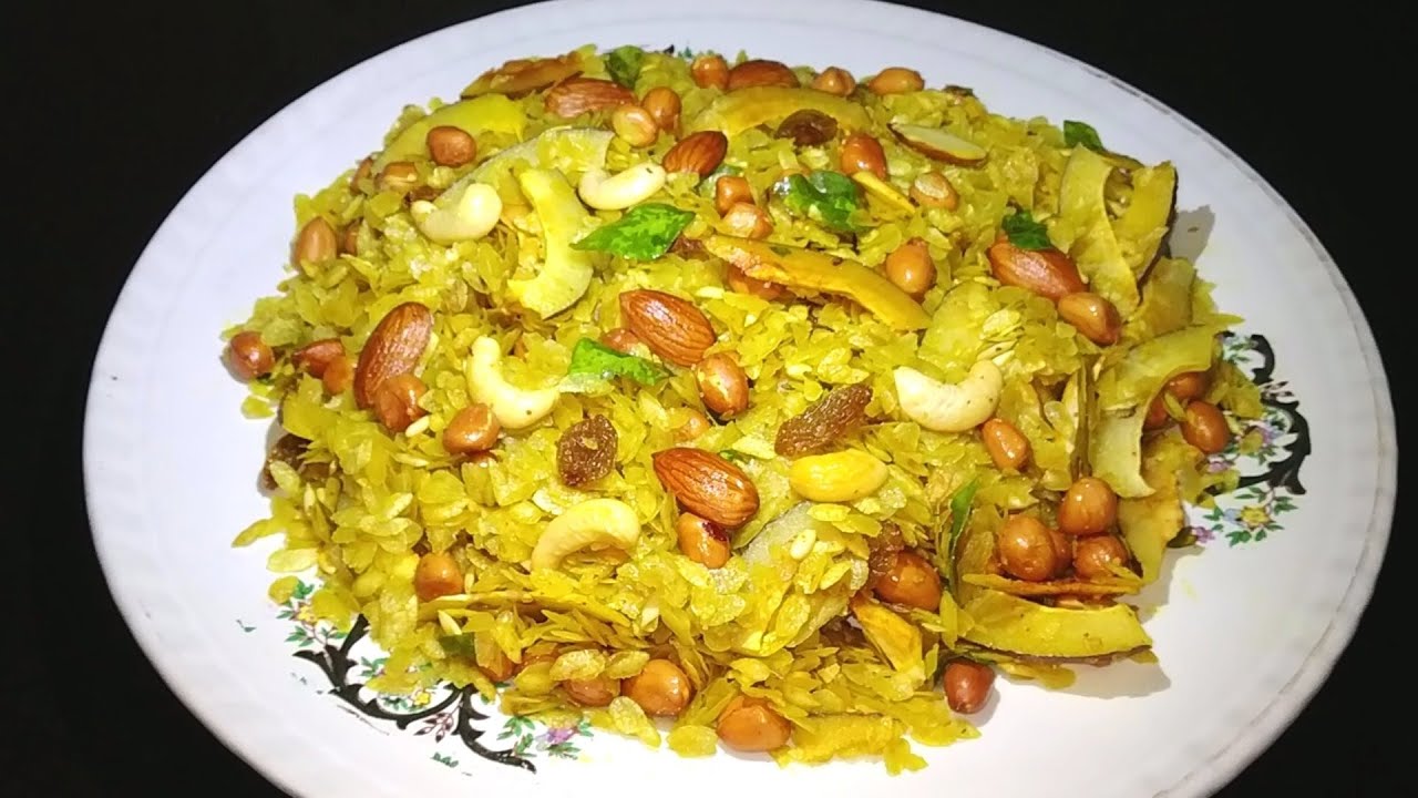 Roasted Poha Chivda Recipe - Special Snacks - Pohe Namkeen Recipe - Tea ...
