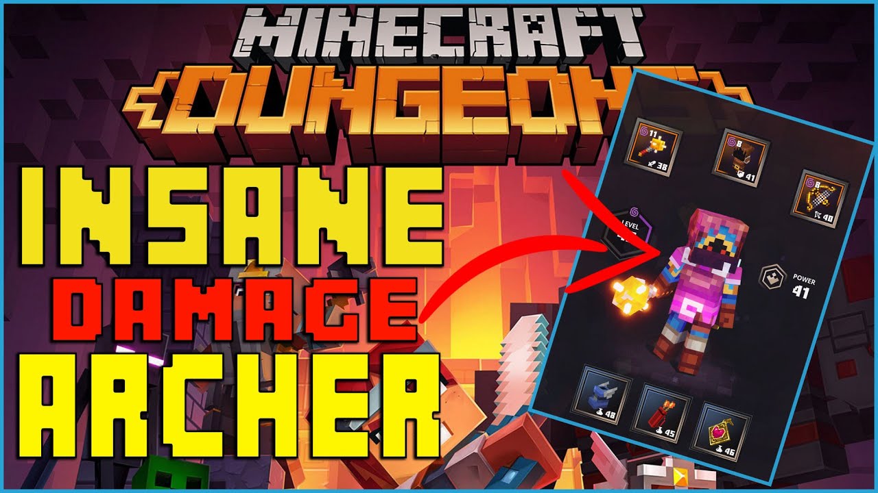 Damage Archer (bow) Build - Minecraft Dungeons - YouTube