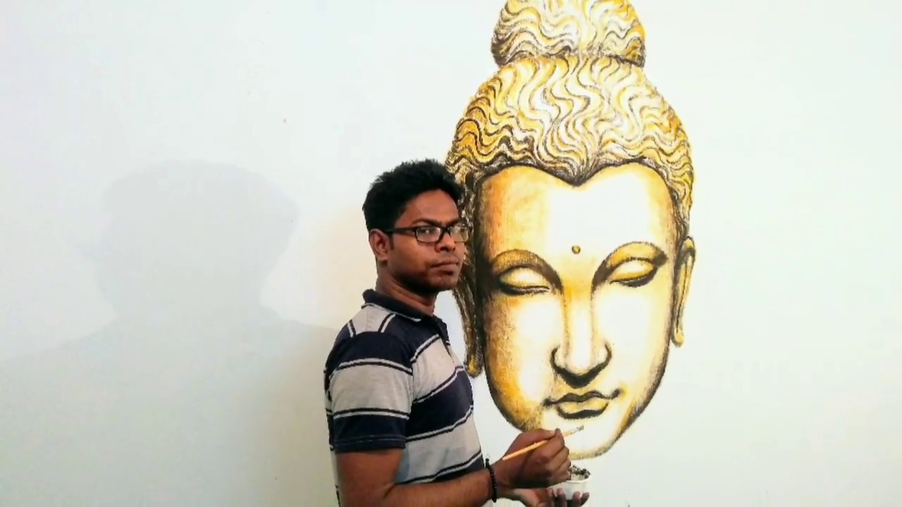 WALL ART IDEAS | COLOUR WALL ART | WALL DECORATION/ BUDHA DRAWING ...
