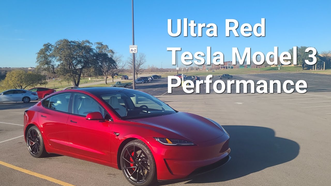 Ultra red tesla model 3 performance - YouTube