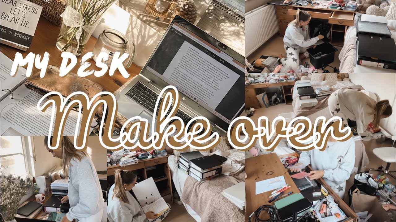 DECLUTTERING AND REORGANIZING MY DESK | Desk make over and clear out ...