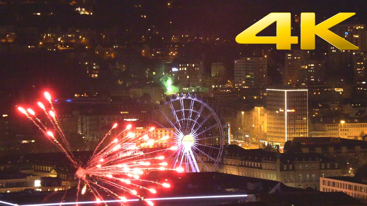 4K | Stuttgart new year's fireworks - YouTube