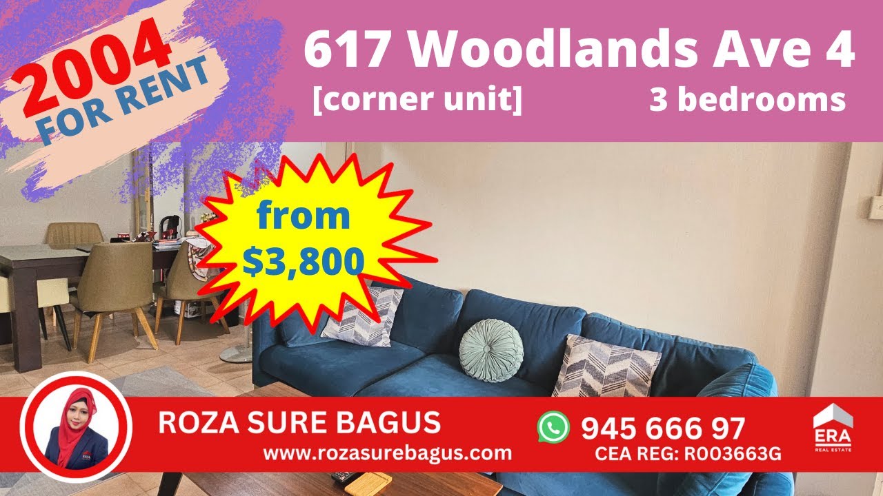 3 bedrooms HDB Flat Blk 617 Woodlands Ave 4 For Rent by Roza Sure Bagus ...