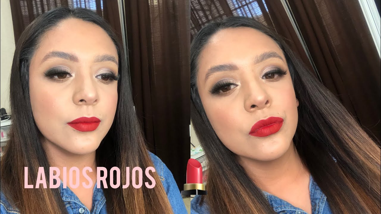 Maquillaje café con labios rojos 💄 - YouTube