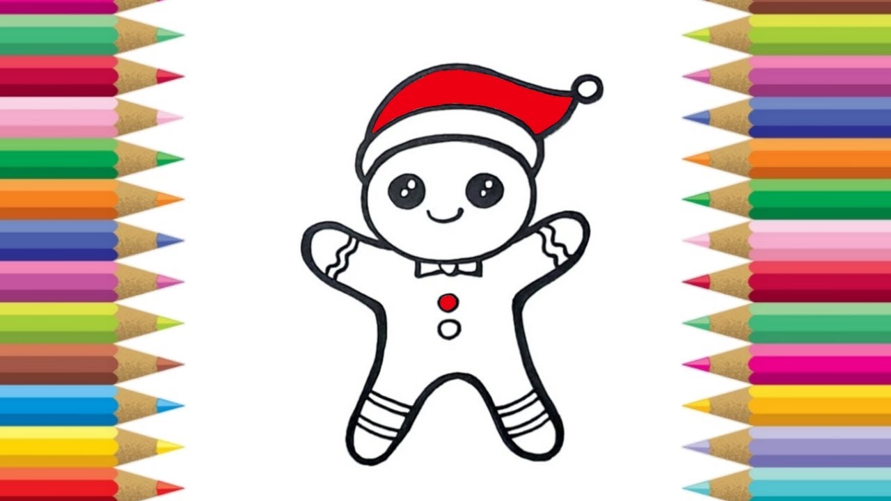 Gingerbread man drawing | Christmas cute drawings | Easy Drawings Of ...