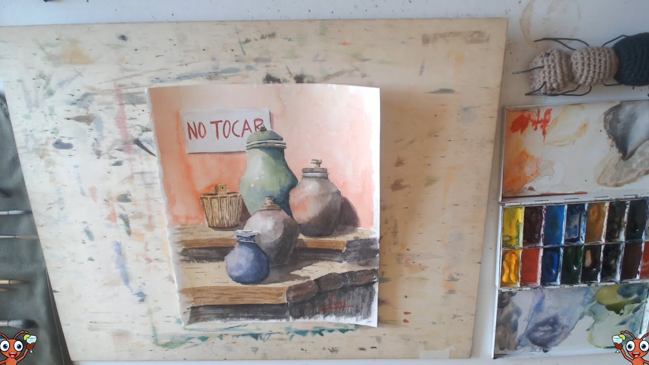 🎨 Acuarela Bodegón de Jarrones - YouTube