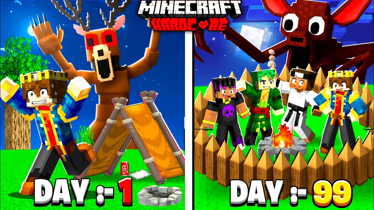 Surviving 99 Nights In The Forest In Minecraft 😱 - YouTube