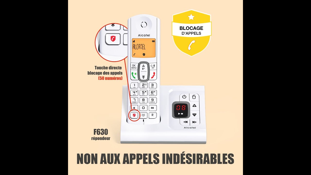 Alcatel F630 répondeur avec blocage d'appels simple - YouTube