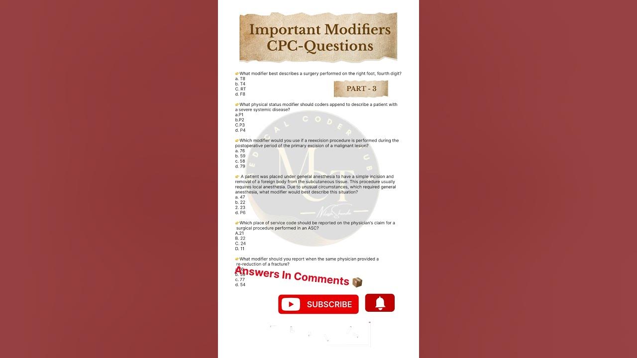 CPC Exam Preparation Modifiers Questions 2024 #cpc #interview # ...