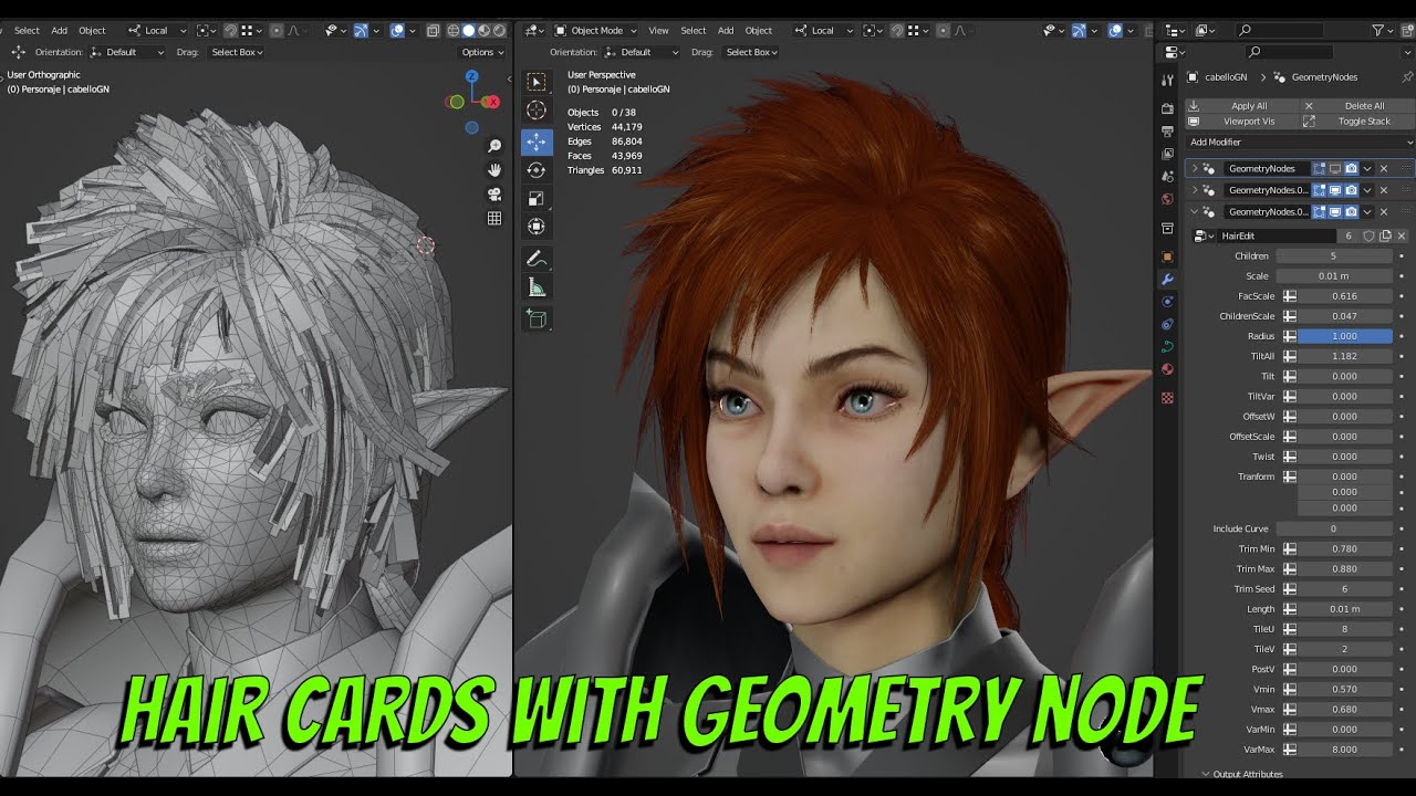 Hair Cards with Geometry Node - YouTube