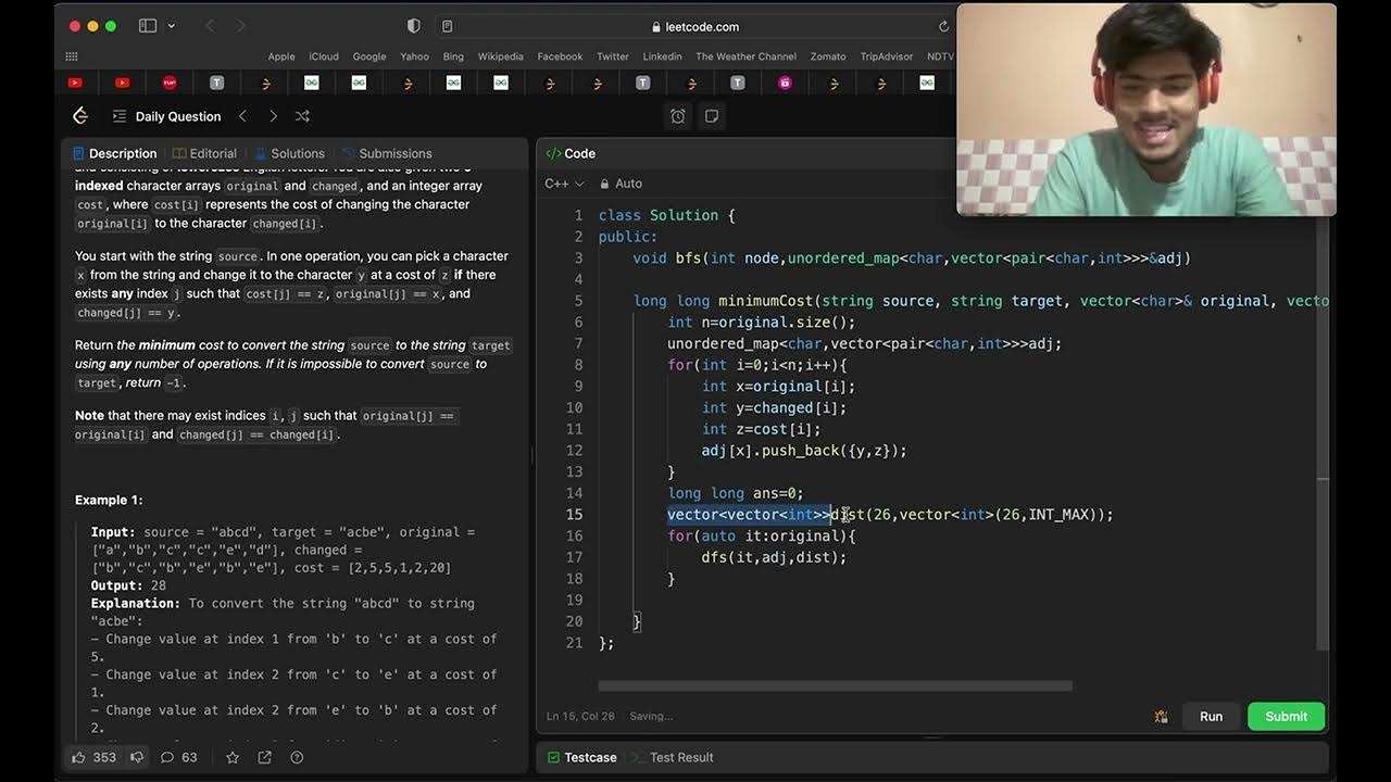 2976 Minimum Cost to Convert String I || BFS + Map - YouTube