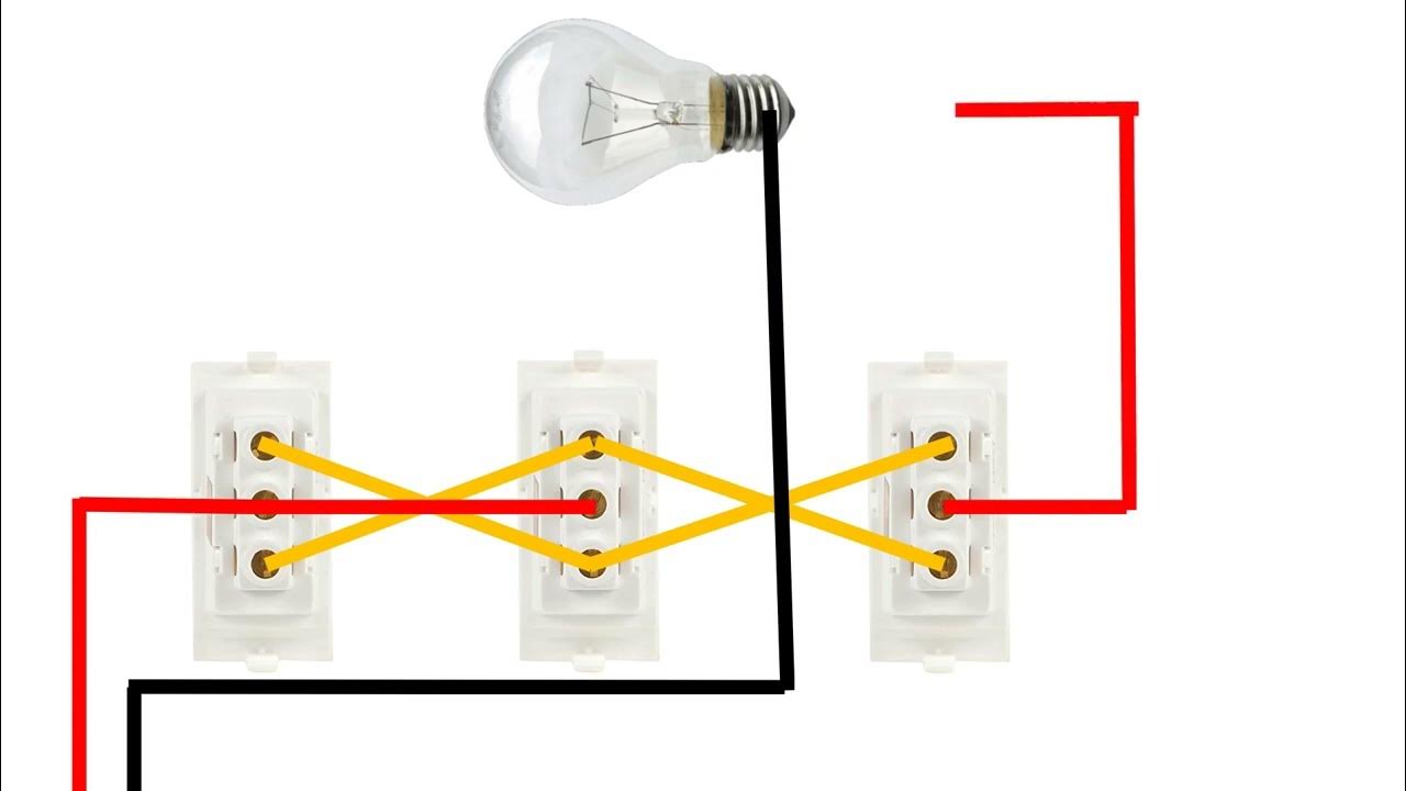1 bulb 3 switch controls connection - YouTube