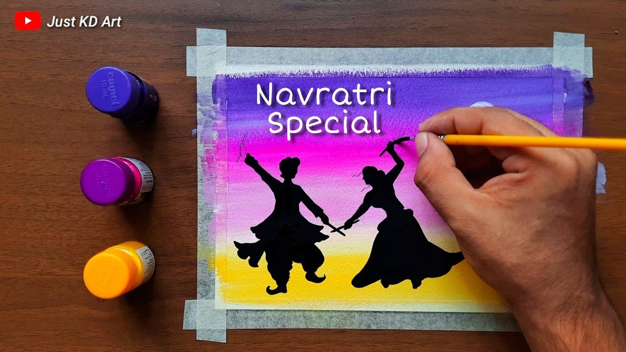 Navratri special painting for beginners । Navratri Drawing Easy - step ...