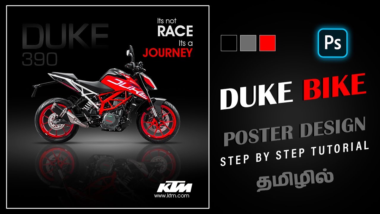 KTM bike poster design using photoshop in tamil | Adobe Photoshop ...
