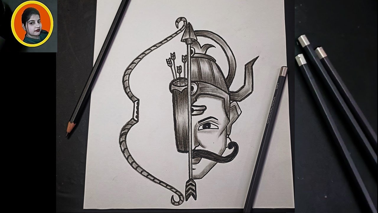 Draw Dussehra drawing | Dussehra poster drawing | How to draw ravan ...