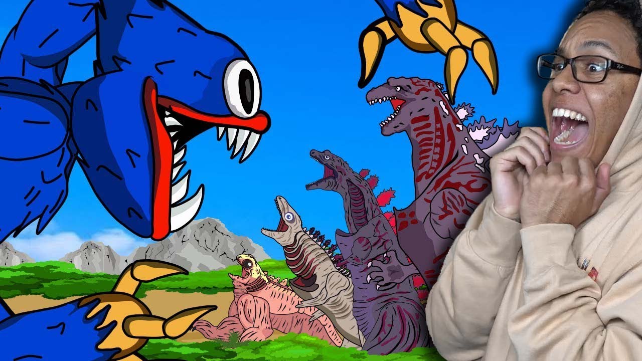 Reaction to Evolution of Shin Godzilla Fighting Huggy Wuggy (Animiation ...