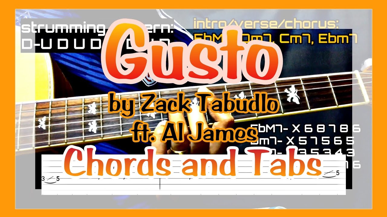 Gusto by zack tabudlo chords guitar tutorial with tabs - YouTube
