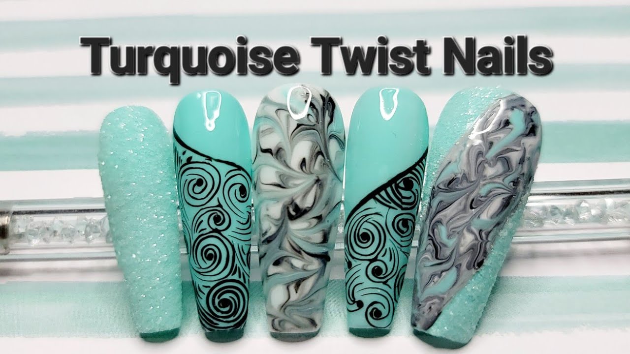 Turquoise Twist Nails | Stamping Nail Design | Marble Nail Art - YouTube