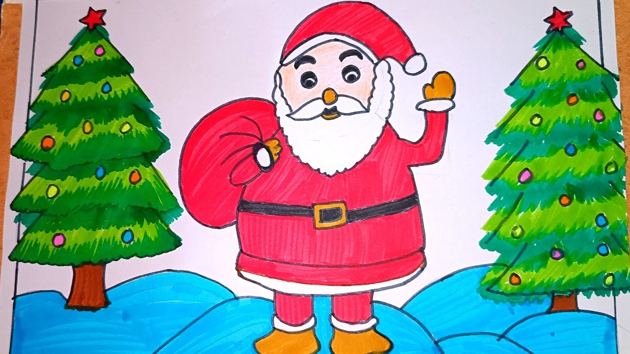 how to draw santa Claus scenery|merry Christmas|easy santa Claus ...