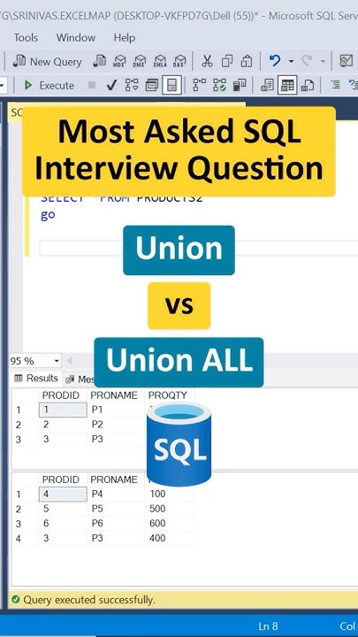 Most Asked SQL Interview Question | Union vs Union All #sql - YouTube