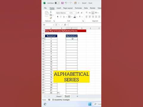 How to create Alphabetical Series 🔥 in Excel! #excel - YouTube