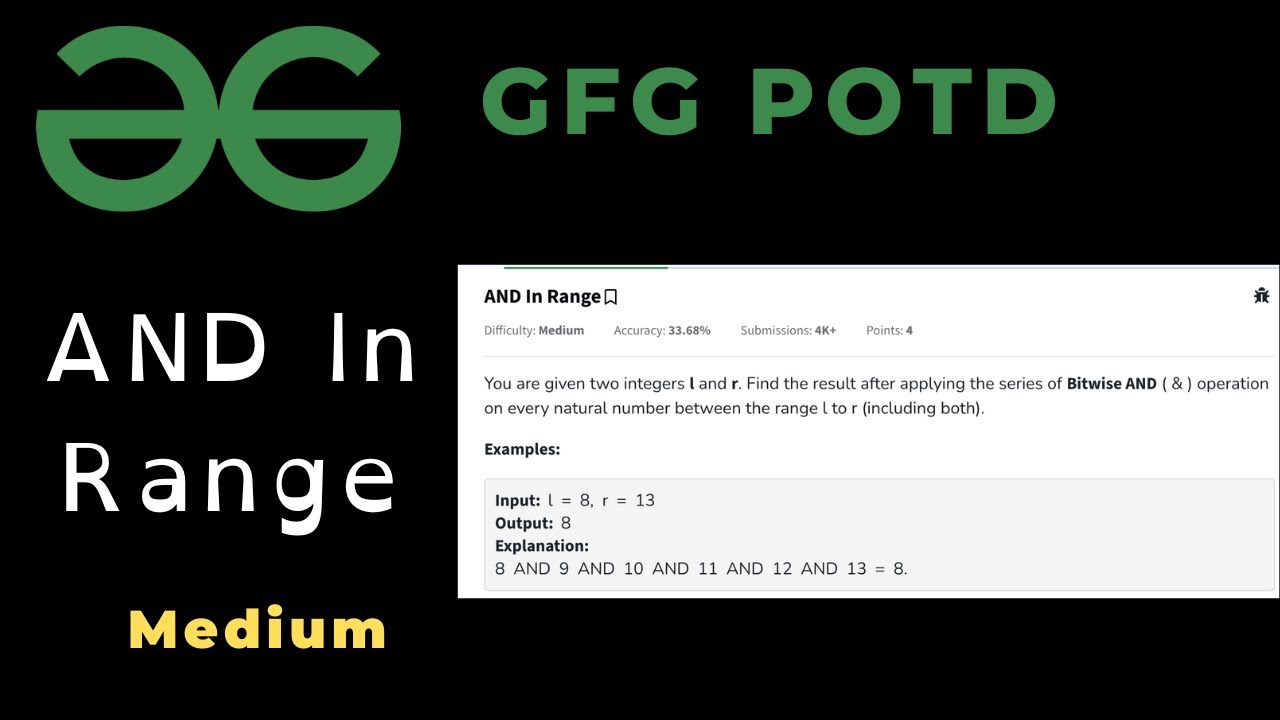 AND In Range | GFG POTD | C++ - YouTube