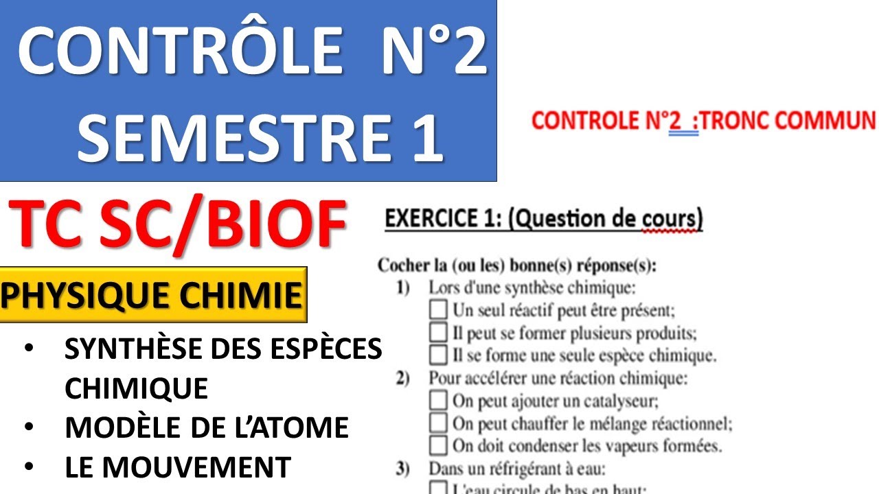 Correction de contrôle n°2 semestre 1 physique tronc commun Biof sc | Devoir 2 avec la ...