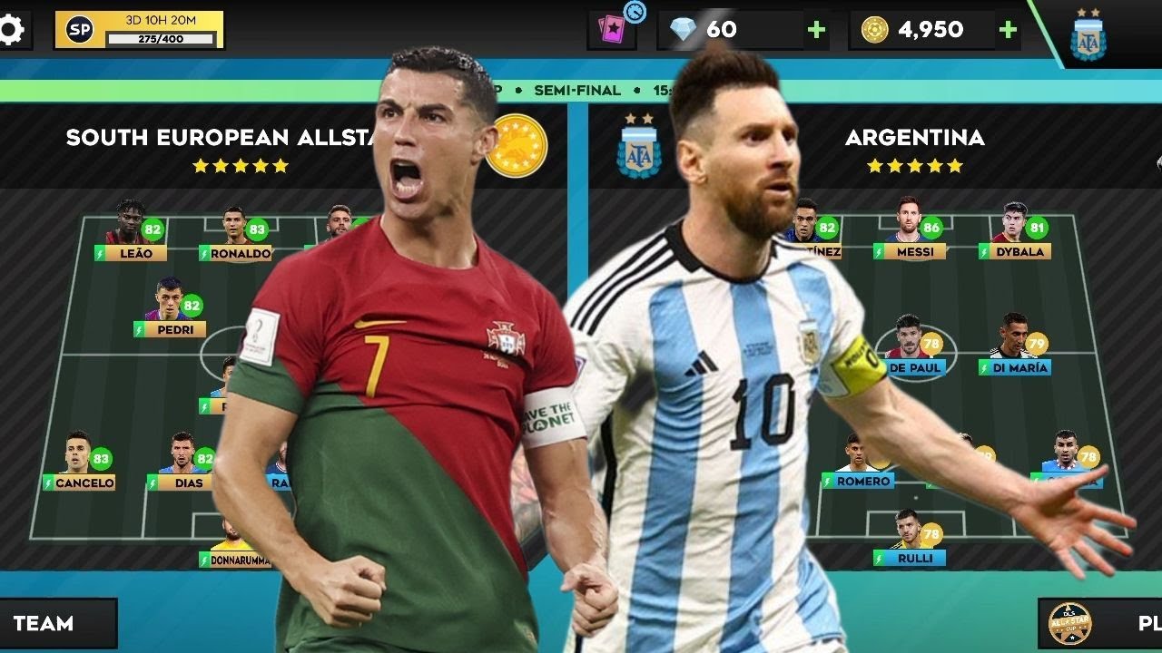 DLS 23 | South European Allstar Vs Argentina | Ronaldo Vs Messi | Dream ...
