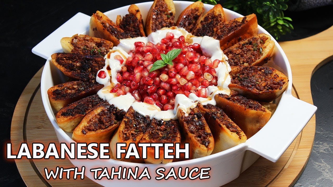 Lebanese Fatteh Sandwich in Arabic Pita Bread with Tahina Sauce - YouTube