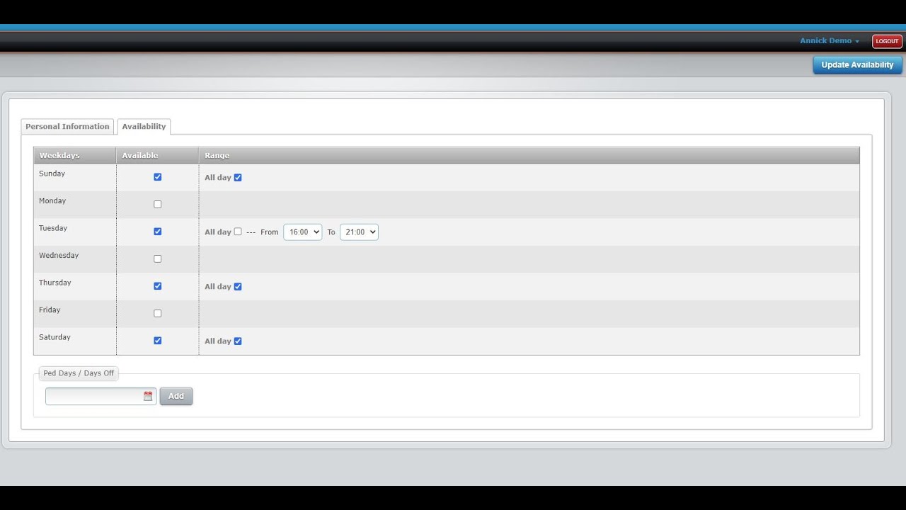 Colibri Student Portal Tutorial - How to update availabilities. - YouTube