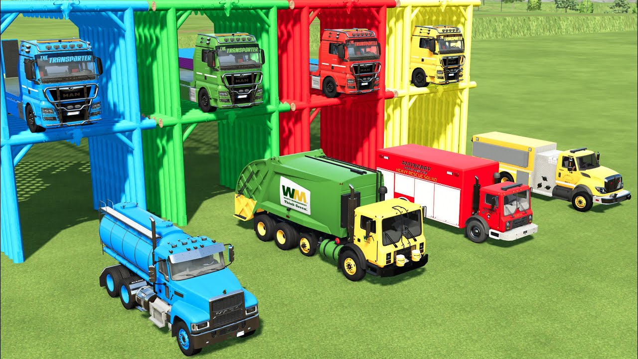 FS22 MODS | TRANSPORTING TANKER TRUCK, GARBAGE TRUCK, FIRE TRUCK TO ...