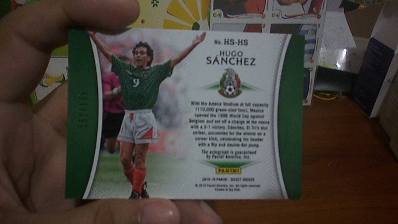Tarjeta Panini Autógrafo Hugo Sanchez Mexico Panini Select 2015-2016 ...