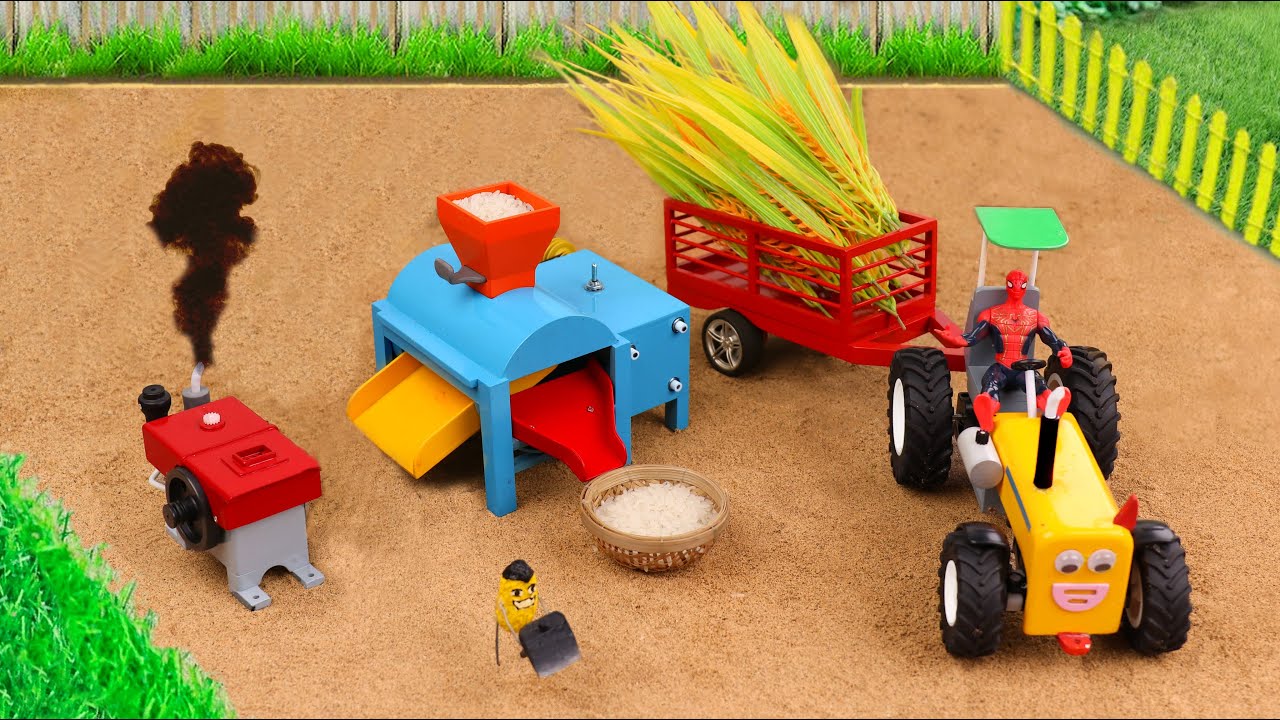 DIY mini PADDY THRESHER MACHINE science project | WHEAT THRESHING ...
