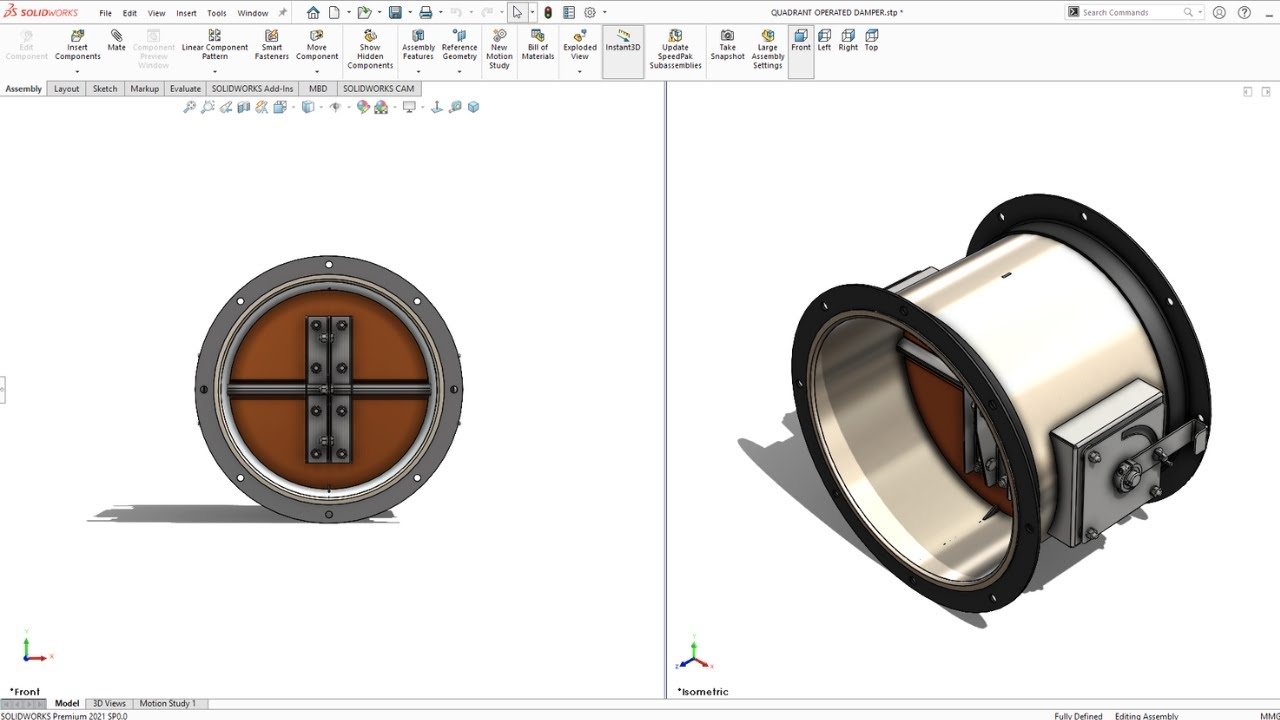 Solidworks Tutorial # 245 Butterfly's Valve for Blower Fan in ...