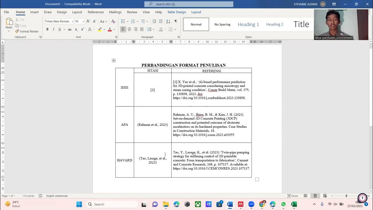 PERBANDINGAN FORMAT PENULISAN SITASI DAN REFERENSI MENGGUNAKAN FORMAT IEEE,APA,HARVARD - YouTube