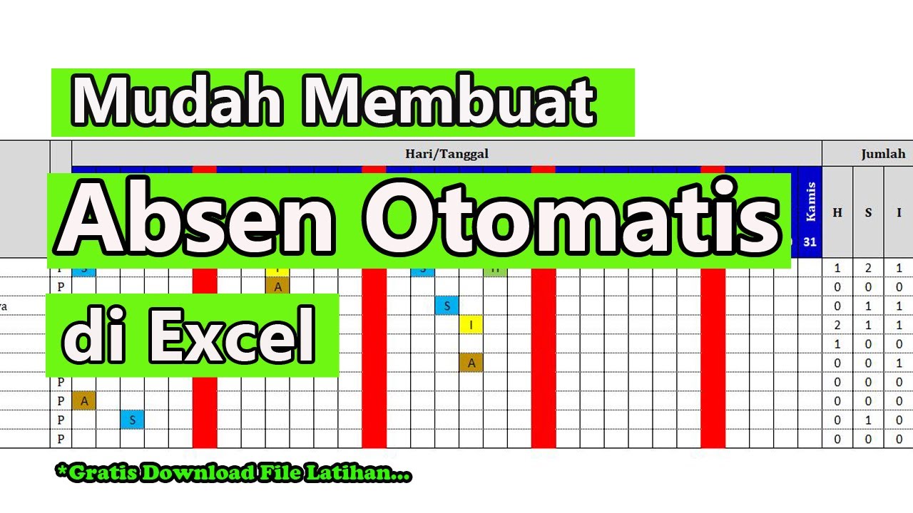 Cara membuat absen otomatis di excel - YouTube